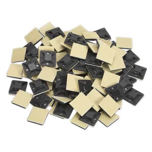 Self-Adhesive Cable Tie Mount 20 x 20mm Black Pack of 100 | Sparkplugs Ltd