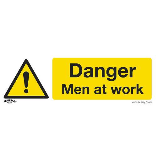 Warning Safety Sign - Danger Men At Work - Self-Adhesive Vinyl - Pack ...